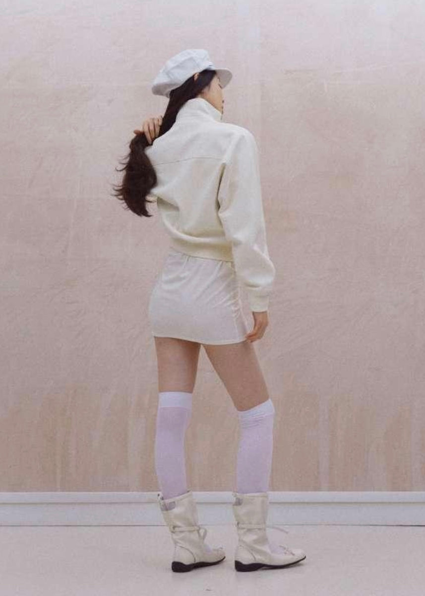 Stand Collar Short Cropped Boxy Leather Jacket – Atomicfield