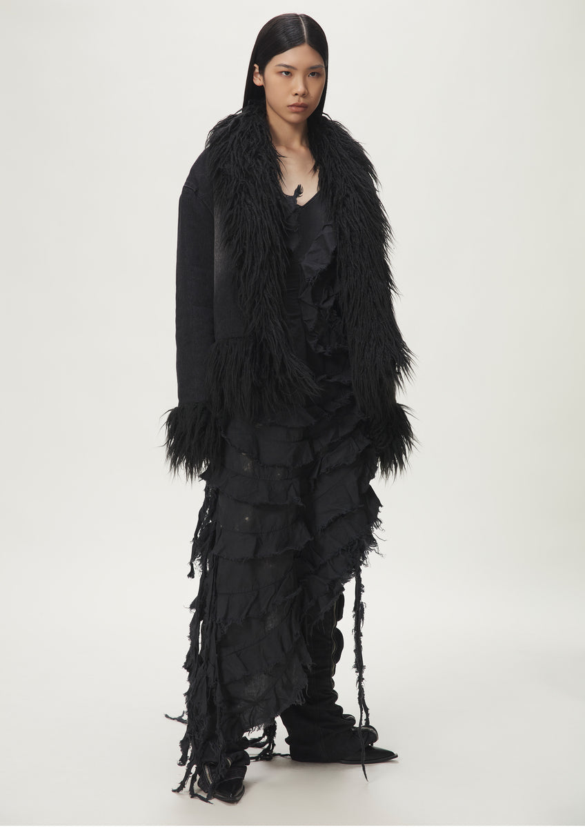 Scarf Fur Jacket Black – Atomicfield