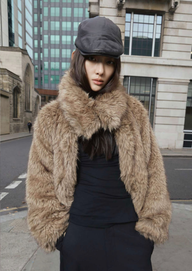 Oversized Lapel Short Eco-Faux Fur Jacket – Atomicfield