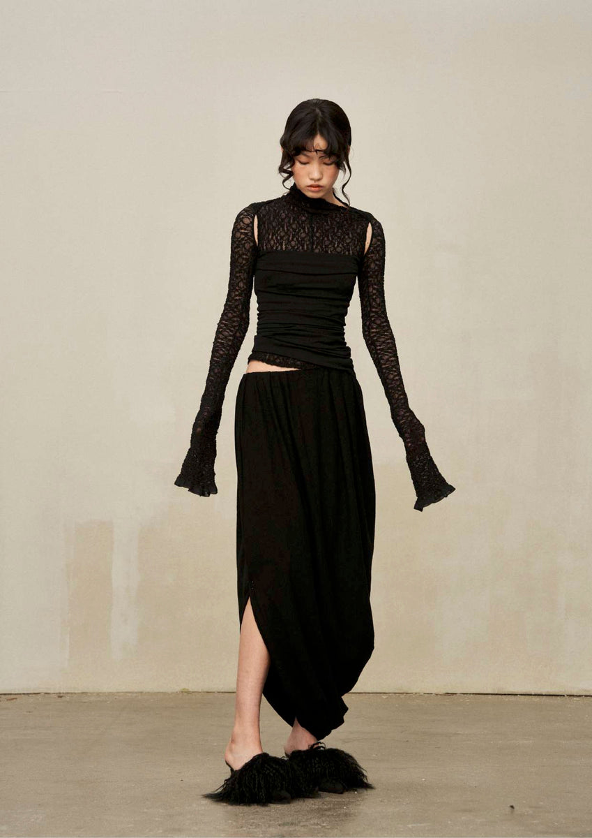 Knitted Cocoon Draped Slit Skirt – Atomicfield